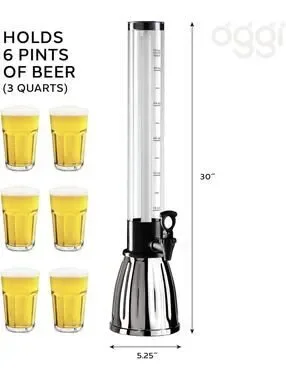 Dining | Beer Tower Drink Dispenser 26l 88oz W Ice Tube Tap Party Bar ...